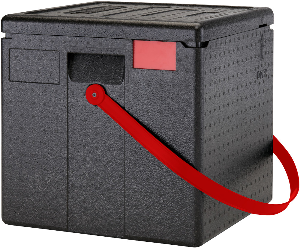 Cambro GoBox Top-Loading Pizza Box with Red Strap - 8 Pizzas