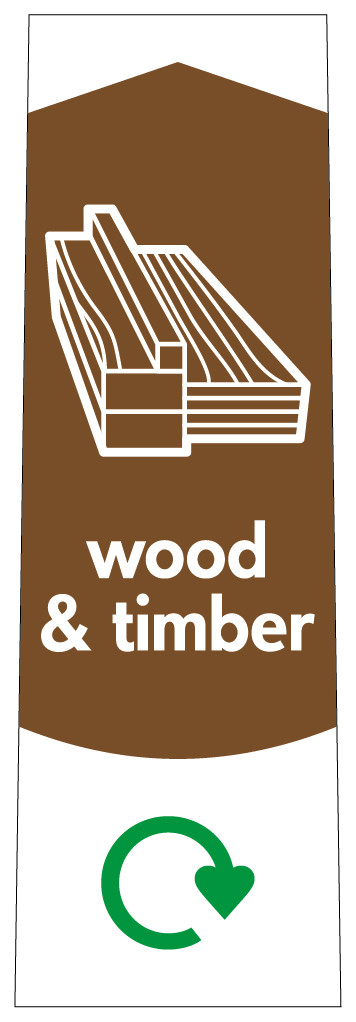 Slim Recycling Bin Sticker - Wood & Timber - Soho Commercial