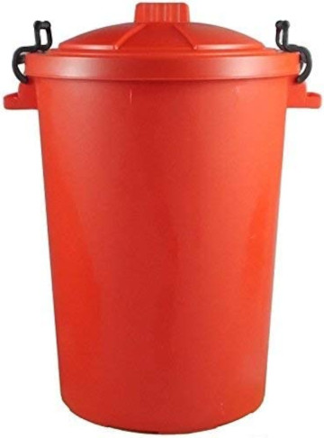 Dustbin with Locking Handles - 80 Ltr - Red
