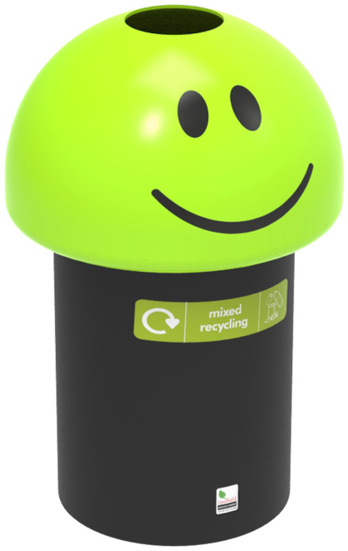 Leafield Smiley Face Emoji Recycling Bin - 60 Ltr - Mixed Recycling ...