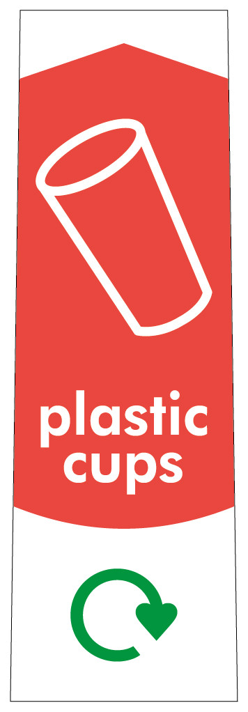 Small Recycling Bin Sticker - Plastic Cups