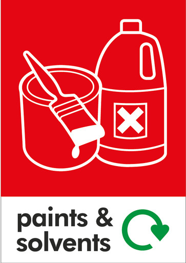 A4 Waste Bin Sticker - Paints & Solvents