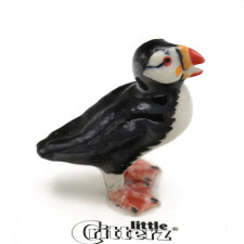 Swimmer Horned Puffin Porcelain Miniature