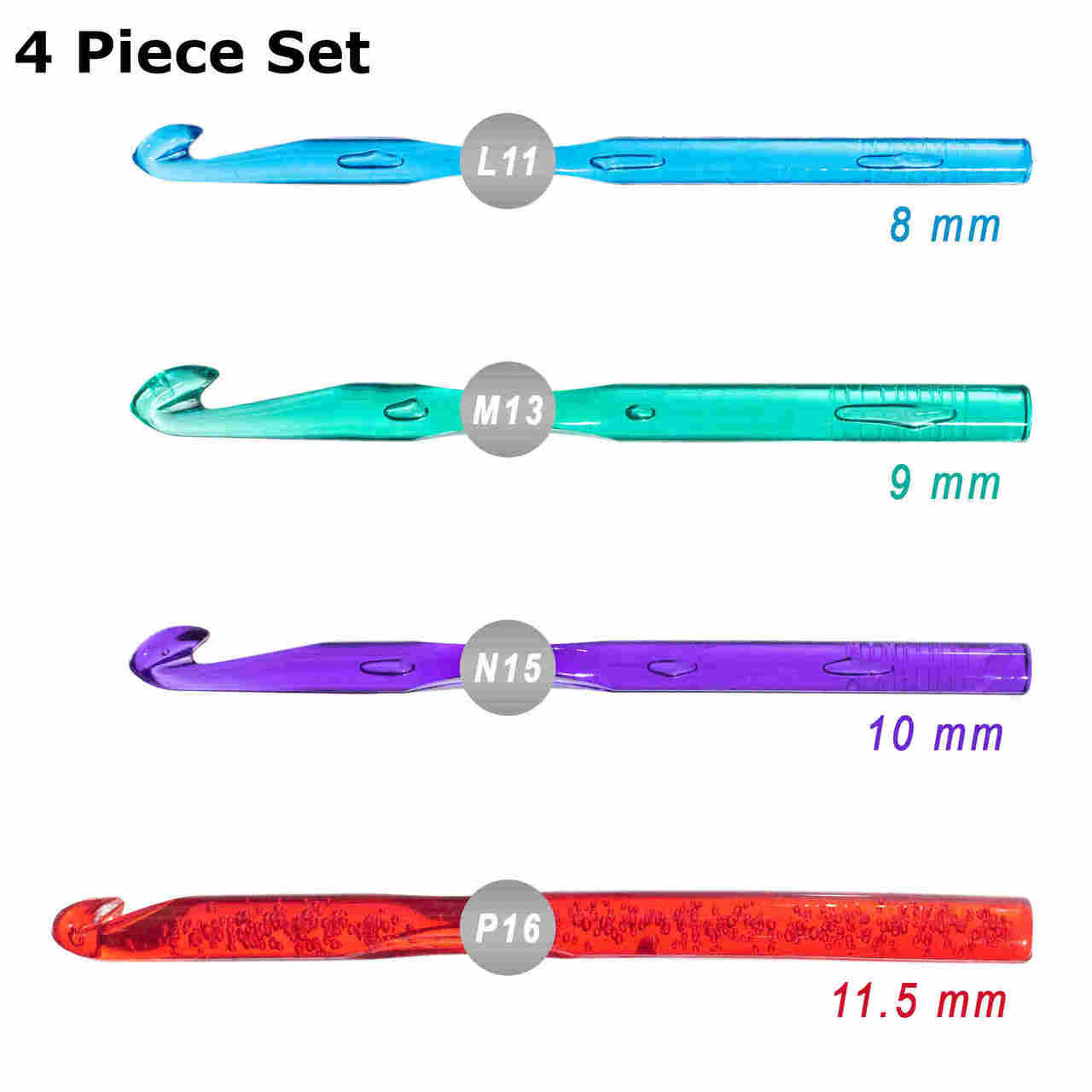 6 inch Acrylic Crochet Hook Set - 4 Pieces | Paracord Planet