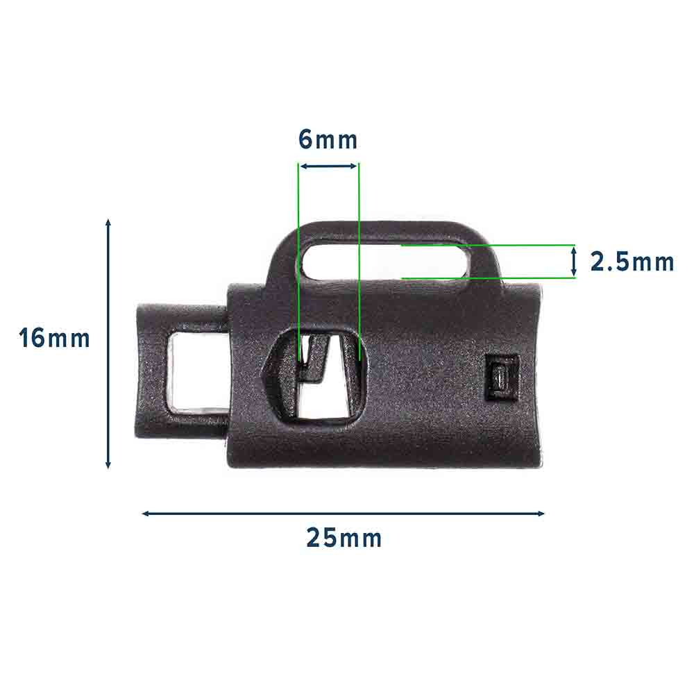 Black Posi Grip Cord Lock - Side Loop | Paracord Planet