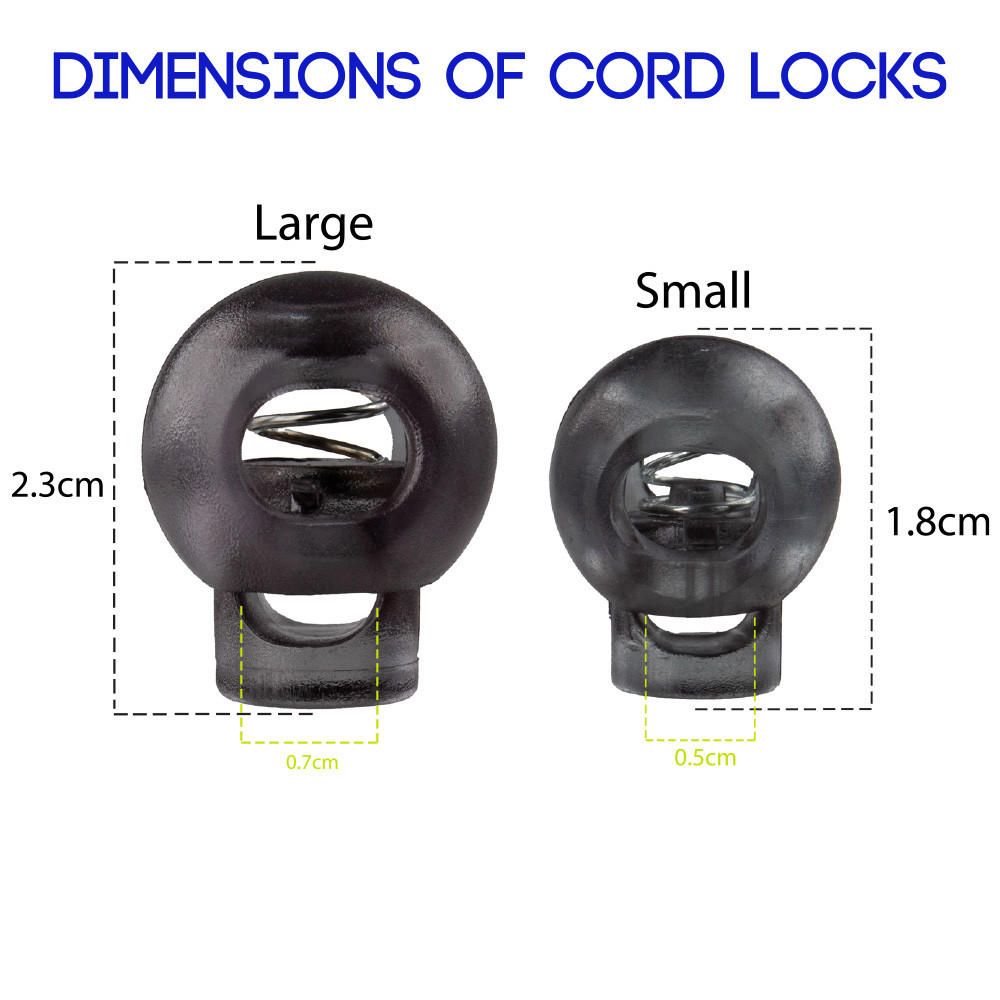 Clear Plastic Single Hole Spring Loaded Cord Locks - Various Colors ...