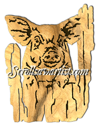 Rustic wood slab - pig - Scroll Saw Artist