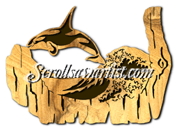 Rustic wood slab - orca leaping - Scroll Saw Artist