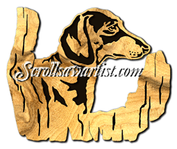 Rustic wood slab - dachshund - Scroll Saw Artist