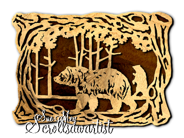 Wood frame with bear scene #2 - Scroll Saw Artist