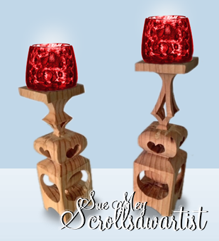 Two compound cut tea light stands #6 - Scroll Saw Artist