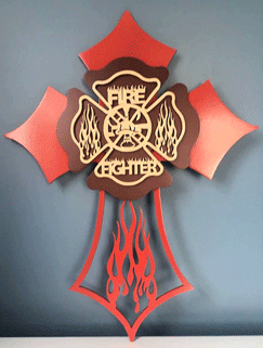 Layered Fire fighter cross - Scroll Saw Artist