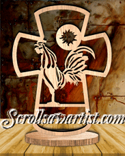 Freestanding cross - Rooster - Scroll Saw Artist