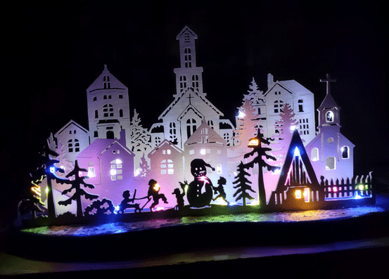 Layered village scene