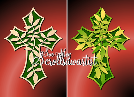 Leaves cross - Scroll Saw Artist