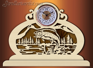 Jumping salmon clock - Scroll Saw Artist
