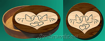 Round box with love birds inlay - Scroll Saw Artist