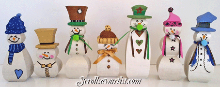 3D/Compound-cut Snowmen - Scroll Saw Artist