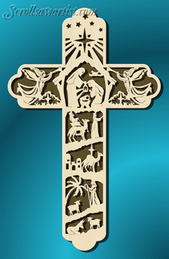 Nativity cross (RE085) - Scroll Saw Artist
