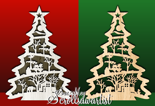 Cabin scene in a tree - Scroll Saw Artist