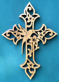 Pointy cross with hummingbird - Scroll Saw Artist