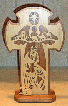 Nativity cross on two bases - Scroll Saw Artist