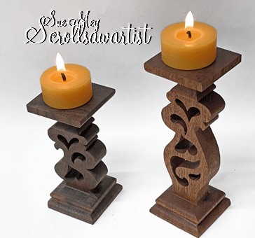 Two compound cut tea light stands #3 - Scroll Saw Artist