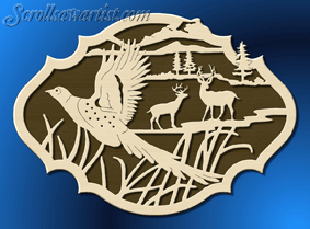 Nature scene with pheasant & deer - Scroll Saw Artist