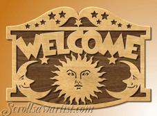 Sun moon & stars welcome - Scroll Saw Artist