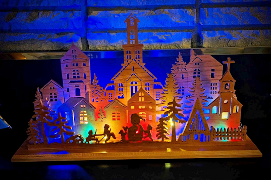 Layered village scene