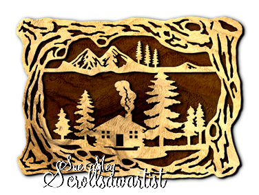 Wood frame with cabin scene - Scroll Saw Artist