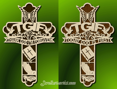 TGIF cross - Scroll Saw Artist