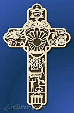 Law Enforcement cross - Scroll Saw Artist