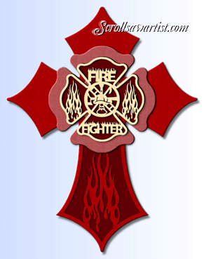 Layered Fire fighter cross - Scroll Saw Artist