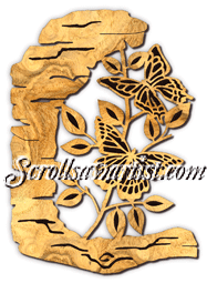 Rustic wood slab - butterflies - Scroll Saw Artist