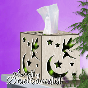 Cube tissue box cover - fairies - Scroll Saw Artist