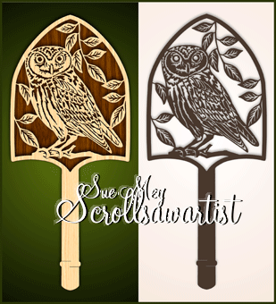 Garden trowel - elf owl - Scroll Saw Artist