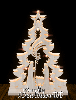 Lighted two-layer tree - Nativity - Scroll Saw Artist