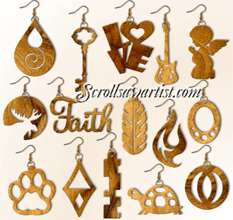 Set of 15 Earrings (NW2443) - Scroll Saw Artist