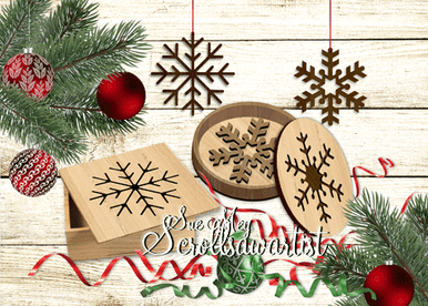 Snowflake gift boxes with ornaments set 1