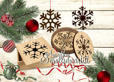 Snowflake gift boxes with ornaments set 4