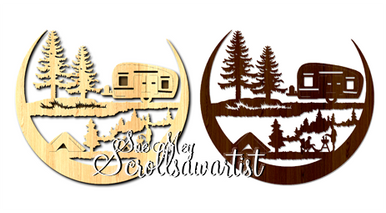 Crescent plaque - camping - Scroll Saw Artist