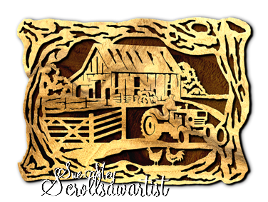 Wood frame with farm scene - Scroll Saw Artist