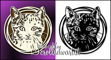 Triple ring framed kitten - Scroll Saw Artist