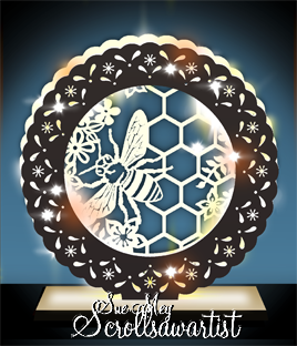 Lighted bee & flowers round - Scroll Saw Artist