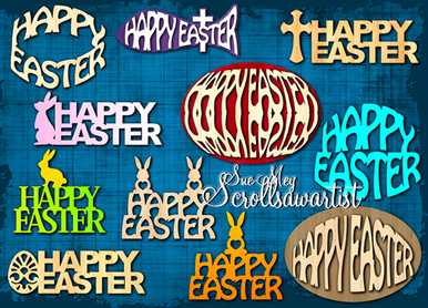 Happy Easter word art set - Scroll Saw Artist
