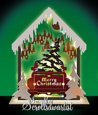 Lighted Christmas scene 1 - Scroll Saw Artist