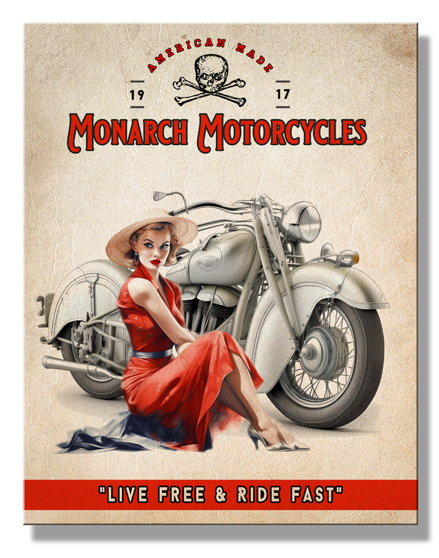 Monach Motorcycle | Desperate Enterprises Wholesale Metal Signs