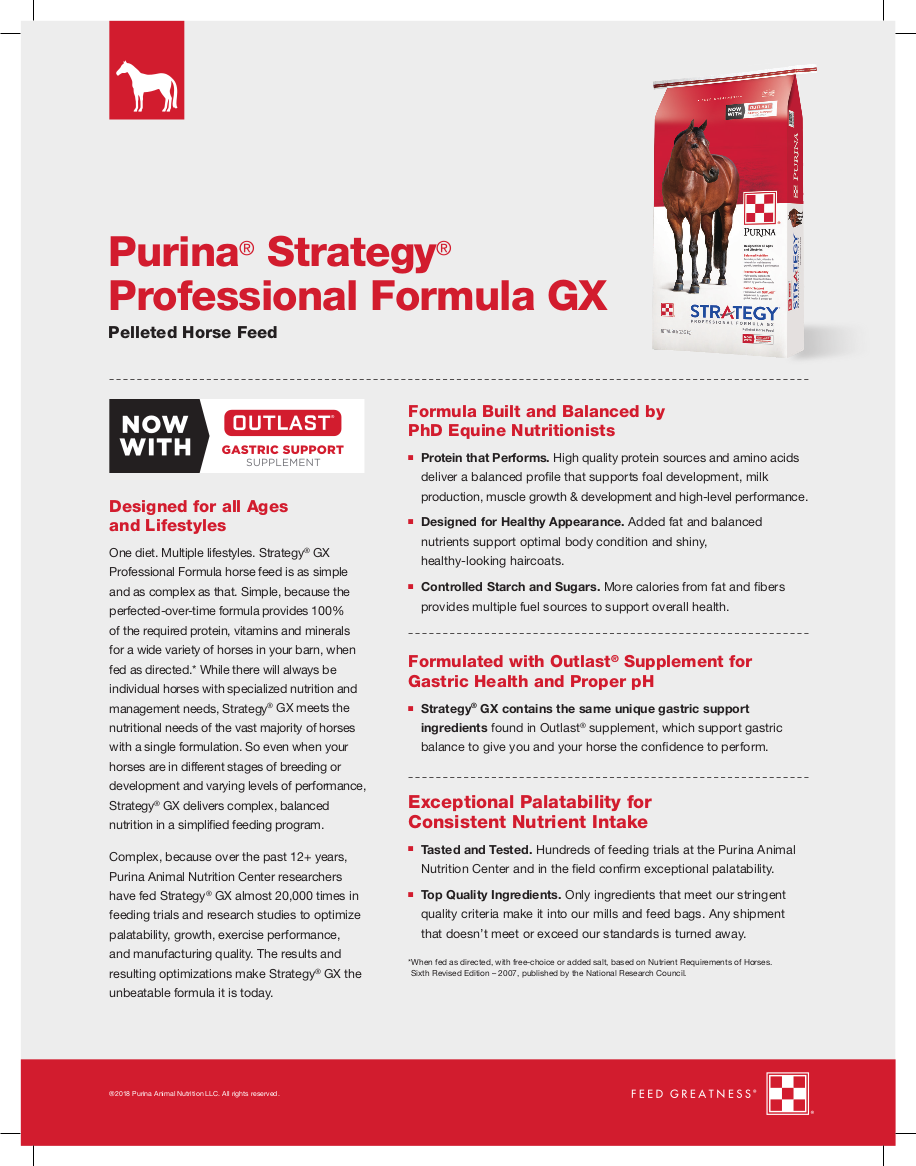Purina® Strategy® Professional Formula GX Horse Feed - Essex County Co-Op