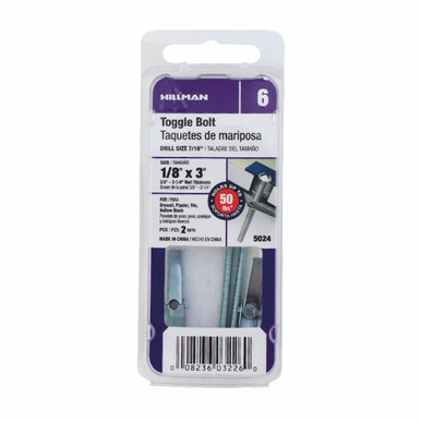 Round Steel Toggle Bolt 2 pk - 3 in X 1/8 in - Essex County Co-Op